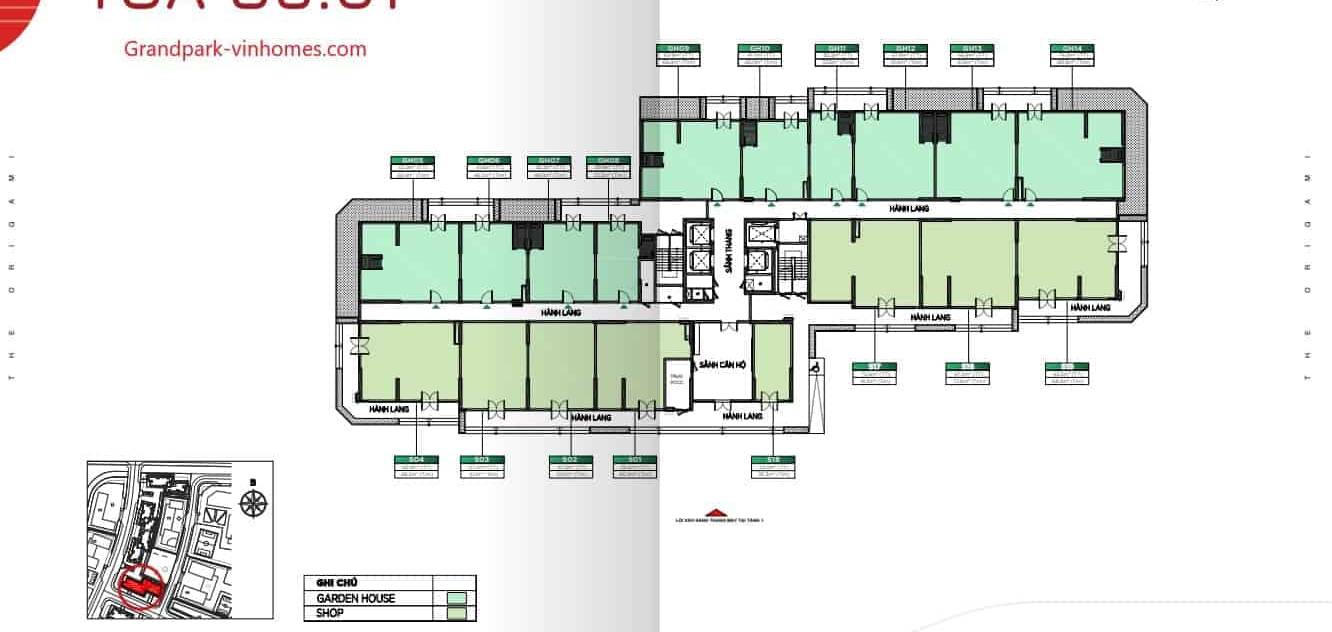 Mặt bằng S901 The Origami Vinhomes Grand Park: Thiết kế tối ưu, sống xanh